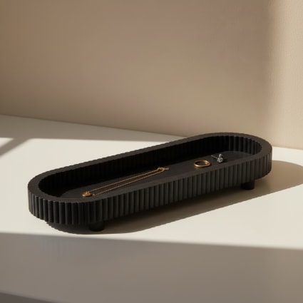 Vassoio decorativo ovale nero L56 Palma | Maisons du Monde