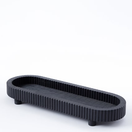 Vassoio decorativo ovale nero L56 Palma | Maisons du Monde