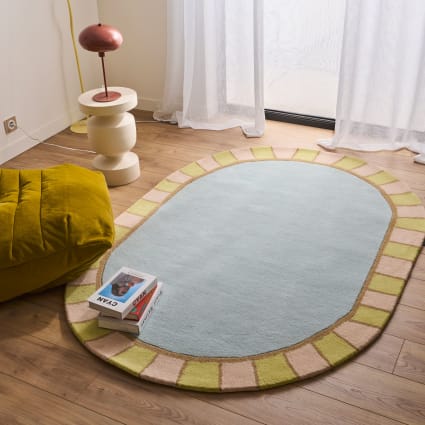 Tappeto in lana tessuto a mano ovale pastello 200x290 Pantone | Maisons ...