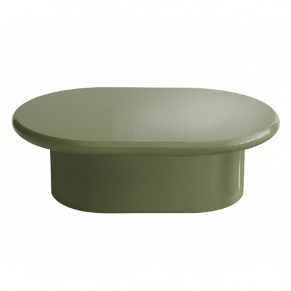 Ovaler Couchtisch 100 x 70 cm aus olivgrün lackiertem MDF Omega ...