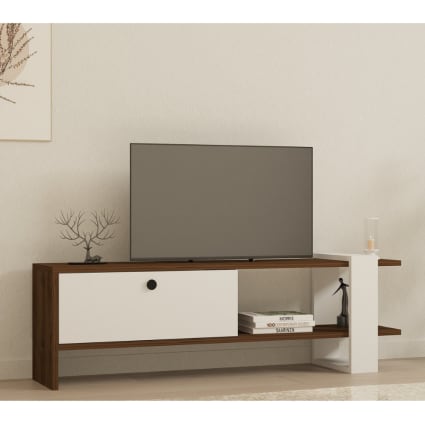 Mobile TV in legno e bianco con contenitore 120 cm Loom | Maisons du Monde