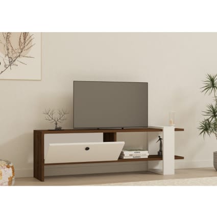 Mobile TV in legno e bianco con contenitore 120 cm Loom | Maisons du Monde