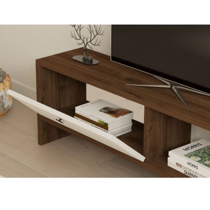 Mobile TV in legno e bianco con contenitore 120 cm Loom | Maisons du Monde