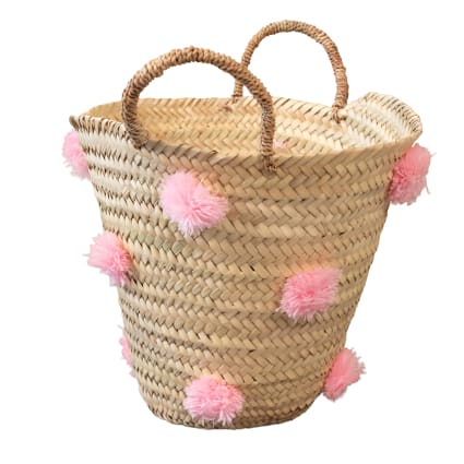 Panier de rangement à pompons feuille de palmier rose 30 x 30 | Maisons ...