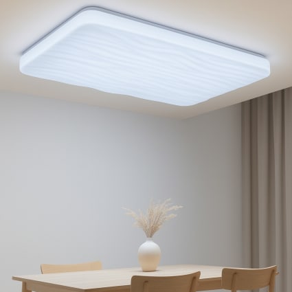 Plafonnier LED rectangulaire 90W, dimmable, télécommande 945×645mm Wave ...