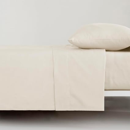 Juego de sábanas percal algodón 200 hilos beige 160x270 Cama 90 Noa ...