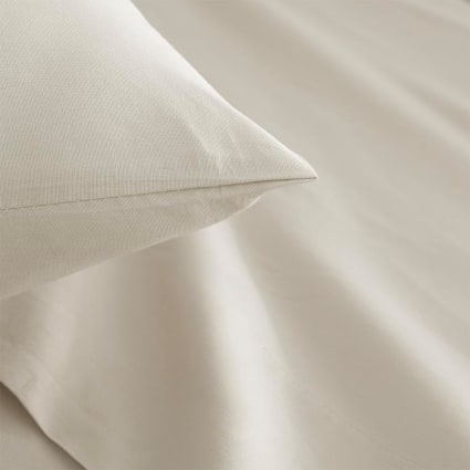 Juego de sábanas percal algodón 200 hilos beige 160x270 Cama 90 Noa ...