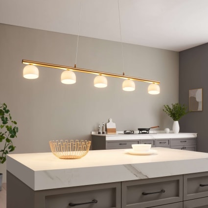 Suspension en verre Laiton et blanc 111 cm Nysséa | Maisons du Monde