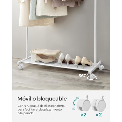 Burro para ropa con ruedas de 40,5 x 91 x 158 cm de color blanco Pallas ...