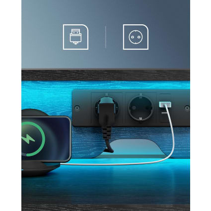 Scrivania per computer con cassetti in tessuto 55 x 120 x 90 cm nero ...