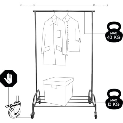 Perchero con ruedas, metal gris plateado 108-168x53x181cm B&b home ...