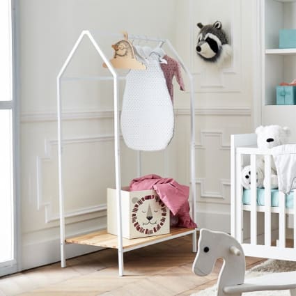 Perchero infantil de madera natural y blanco 80x50x150cm B&b home ...