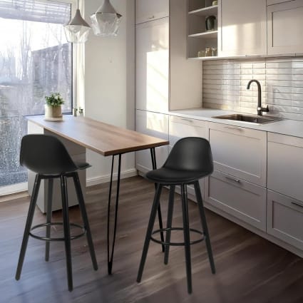 Set di 8 sgabelli da bar in similpelle nera 39,5x44x91cm B&b kitchen ...