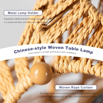 Lampe de table rotin tissé à la main naturel D.17cm H22cm | Maisons du ...