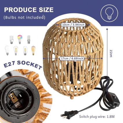 Lampe de table rotin tissé à la main naturel D.17cm H22cm | Maisons du ...