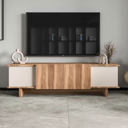 Mobile TV di design con armadietti in legno e aspetto beige 180cm Brona ...