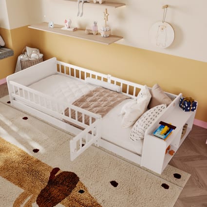 Kinderbett aus Kiefernholz mit offenem Lager 90x200 cm, weiß | Maisons ...