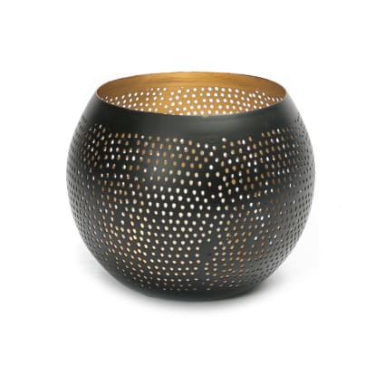 Portavelas esfera de latón negro oro 12x15 cm Pierced | Maisons du Monde
