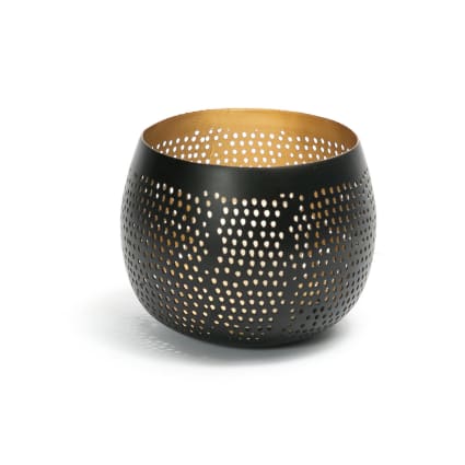 Portavelas esfera de latón negro oro 10x12 cm Pierced | Maisons du Monde