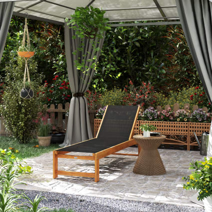 Tumbona de madera 186x60x33 cm negro | Maisons du Monde