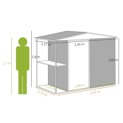 Caseta de jardín 245x117x180 cm gris carbón | Maisons du Monde