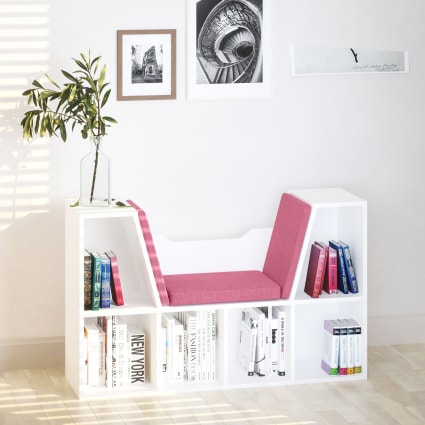 Librería 102x30x61 cm blanco y rosa | Maisons du Monde