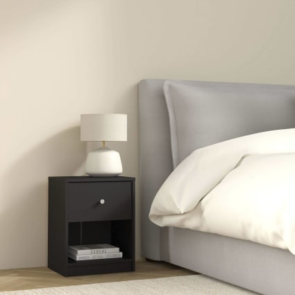Mesita de noche de 1 cajón color negro 37,9x30,1x48,4cm Ebro | Maisons ...