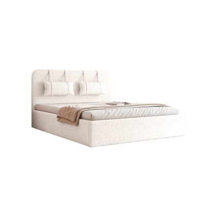 Polsterbett aus Velvet 200x200 cm, Cremeweiß Lexal | Maisons du Monde