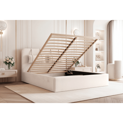 Polsterbett aus Velvet 200x200 cm, Cremeweiß Lexal | Maisons du Monde