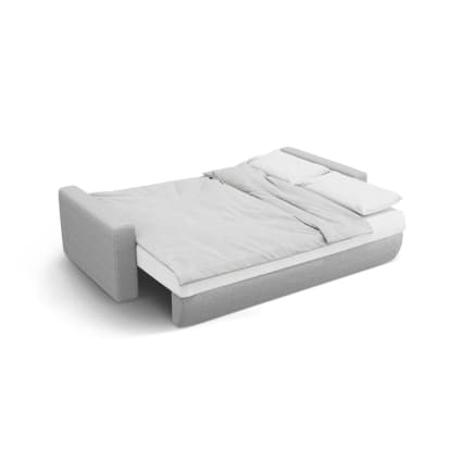 Divano convertibile con box 3 posti tessuto strutturato grigio chiaro ...