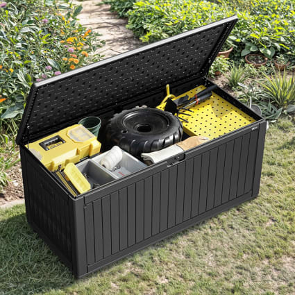 Cassapanca da giardino in plastica, 1000 litri, nero Mike cushion box ...