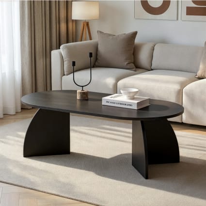 Table basse avec pieds courbés L120 cm - Effet Bois noir Sélène ...