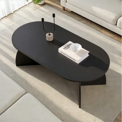 Table basse avec pieds courbés L120 cm - Effet Bois noir Sélène ...