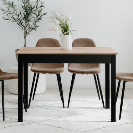Table à manger L110 cm - Effet Chêne et Noir | Maisons du Monde