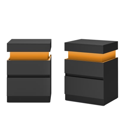 Table de chevet moderne lot de 2 multiprise intégrée noir Kailyn ...