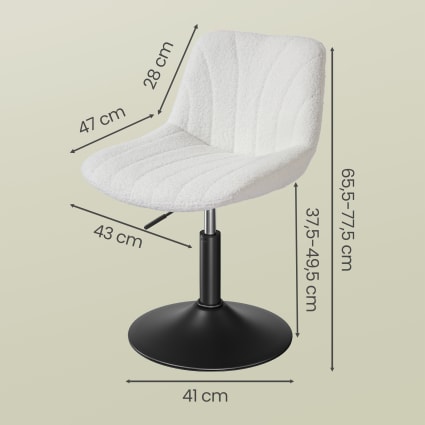 Chaise de coiffeuse réglable tabouret avec dossier tissu peluche blanc ...