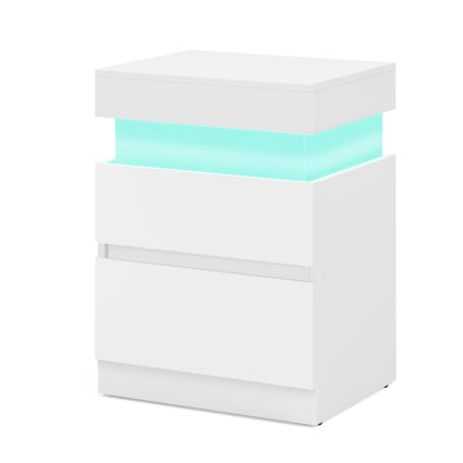 Table de chevet moderne 2 tiroirs multiprise intégrée blanc Kailyn ...