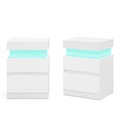 Table de chevet moderne lot de 2 multiprise intégrée blanc Kailyn ...