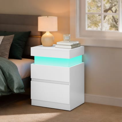 Table de chevet moderne lot de 2 multiprise intégrée blanc Kailyn ...