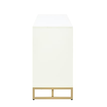 Sideboard élégant blanc à motif chevrons avec 2 portes et 3 tiroirs ...