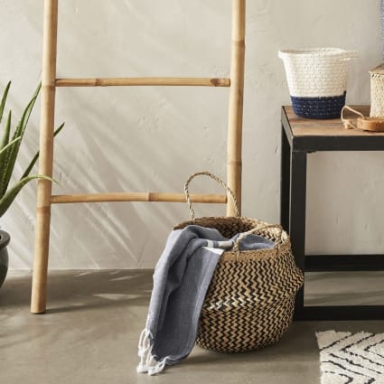 Set di 3 cestini in giunco marino naturale 40 x 40 cm B&b home ...