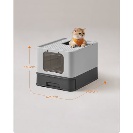 Arenero para gatos grandes con bandeja extraíble y pala color gris ...