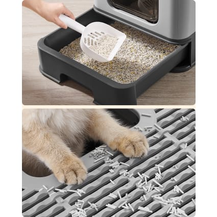 Arenero para gatos grandes con bandeja extraíble y pala color gris ...