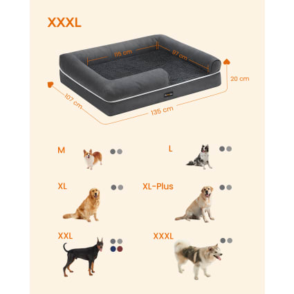 Cama para perros con bordes elevados de color gris oscuro Blomfy ...