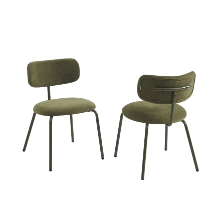 Lot de 2 chaises tissu et pieds métal vert olive Pantone | Maisons du Monde