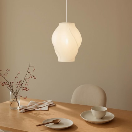 Lampada a sospensione in tessuto bianco Tovina | Maisons du Monde