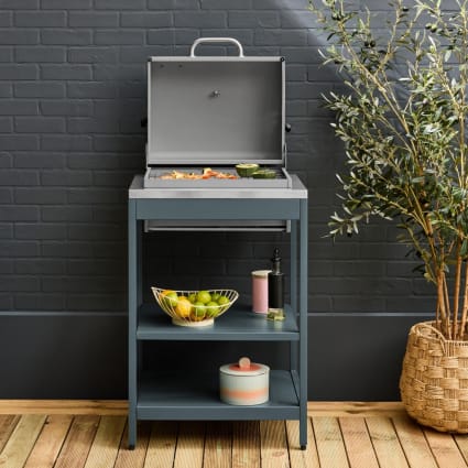 Cucina da esterno con barbecue a carbonella, blu grigio Naxos | Maisons ...