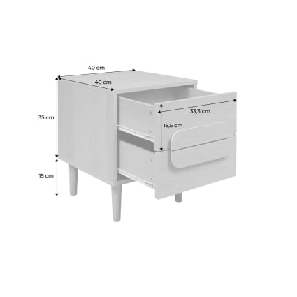 Table de chevet vintage décor bois de chêne 2 tiroirs (lot de 2 ...