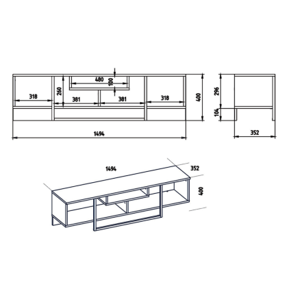 Supporto TV in effetto legno e nero con contenitore - 149 cm Silo ...