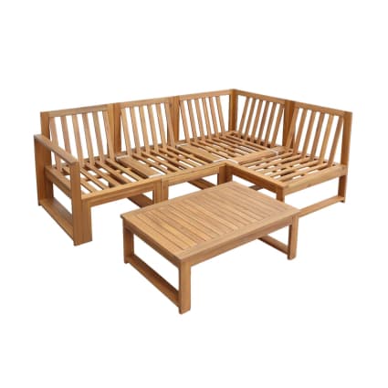 Salon de jardin modulable bois d'acacia et tissu beige 4 places Tula ...